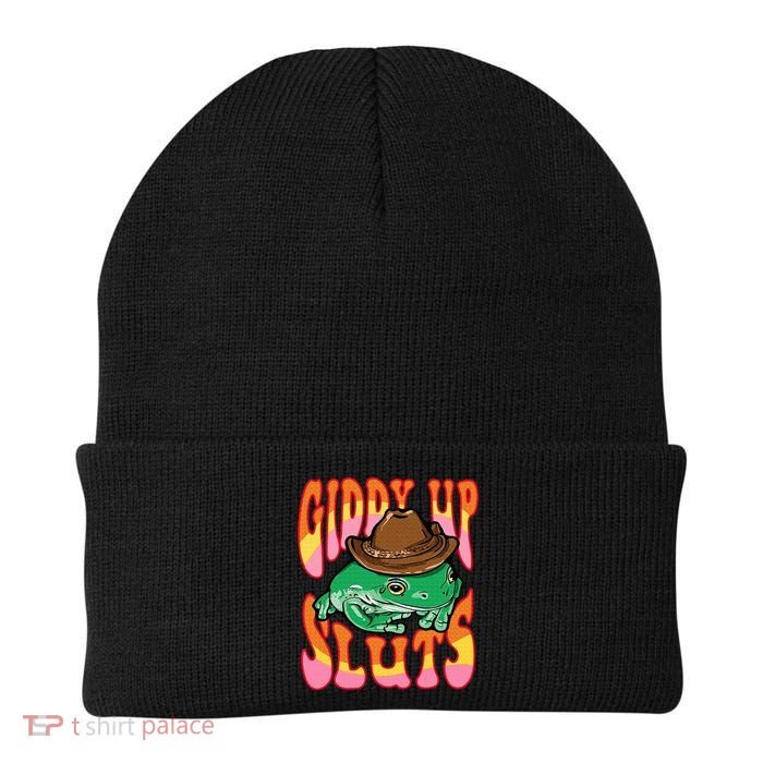 Funny Cowboy Frog Cottagecore Aesthetic Frog Lover Knit Cap Winter ...