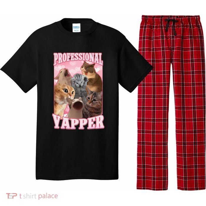 Funny Cat Meme Professional Yapper Cat Oddly Specific Dank Pajama Set ...