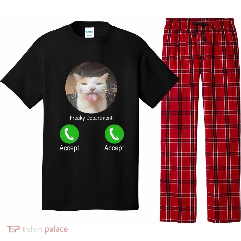 Freaky Department Funny Cat Meme Pajama Set | TShirtPalace