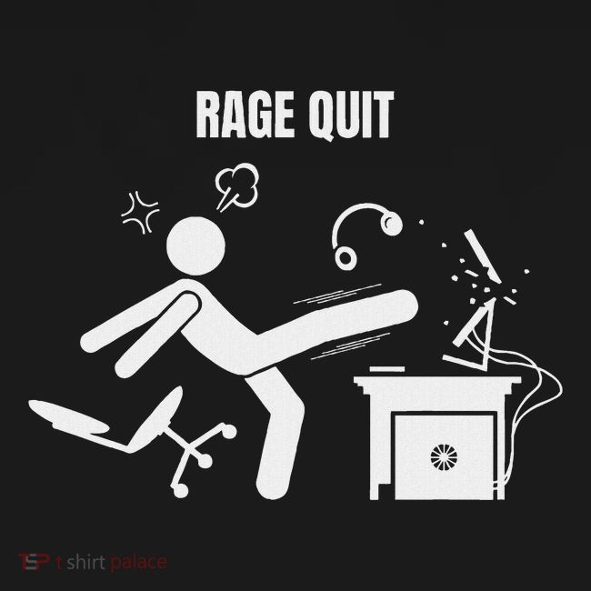 Funny Gamer Rage Quit Stick Figure Gaming Sarcastic Meme Cooling ...