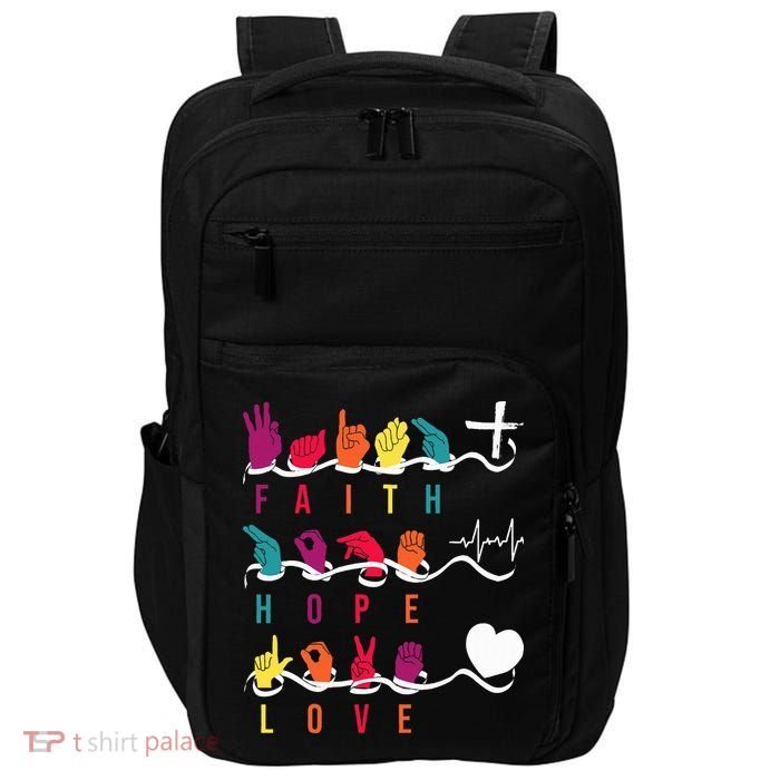 Faith Hope Love Asl American Sign Language Impact Tech Backpack ...