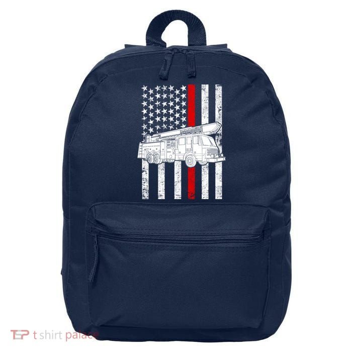 Fire Truck American Firefighter Thin Red Line Flag 16 in Basic Backpack ...