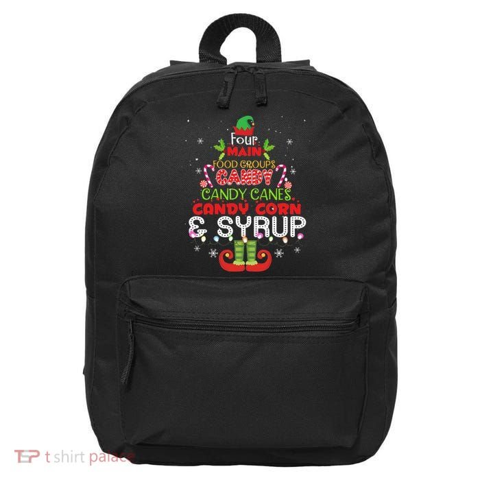 Four Main Food Groups Elf Buddy Christmas Pajama 16 in Basic Backpack ...