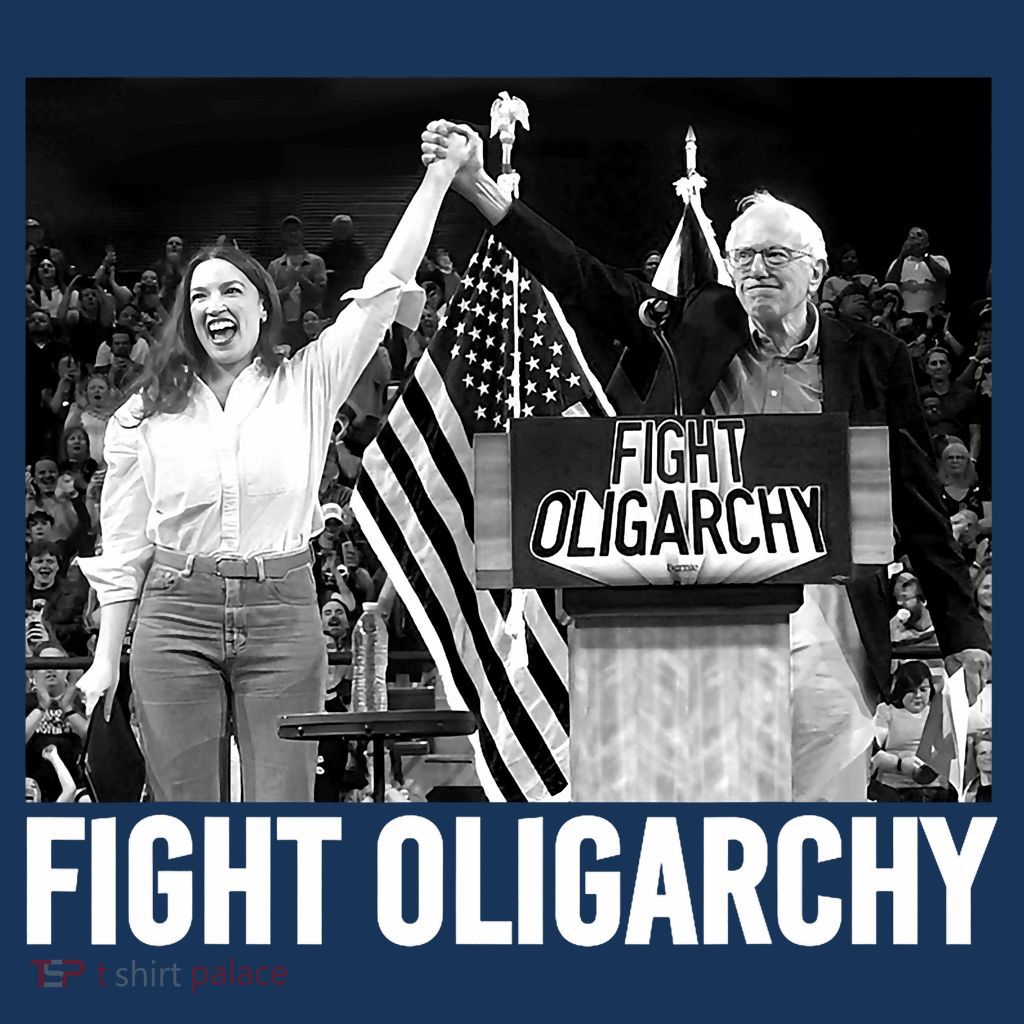 Fight Oligarchy Bernie Sanders And AOC Freedom US Anti Trump Button ...