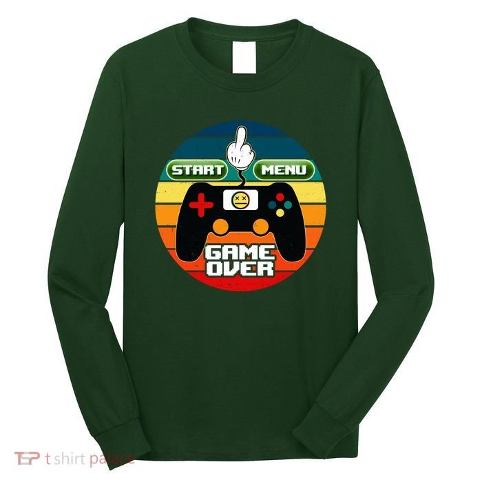 Funny Retro Game Over Gamer Long Sleeve Shirt | TShirtPalace