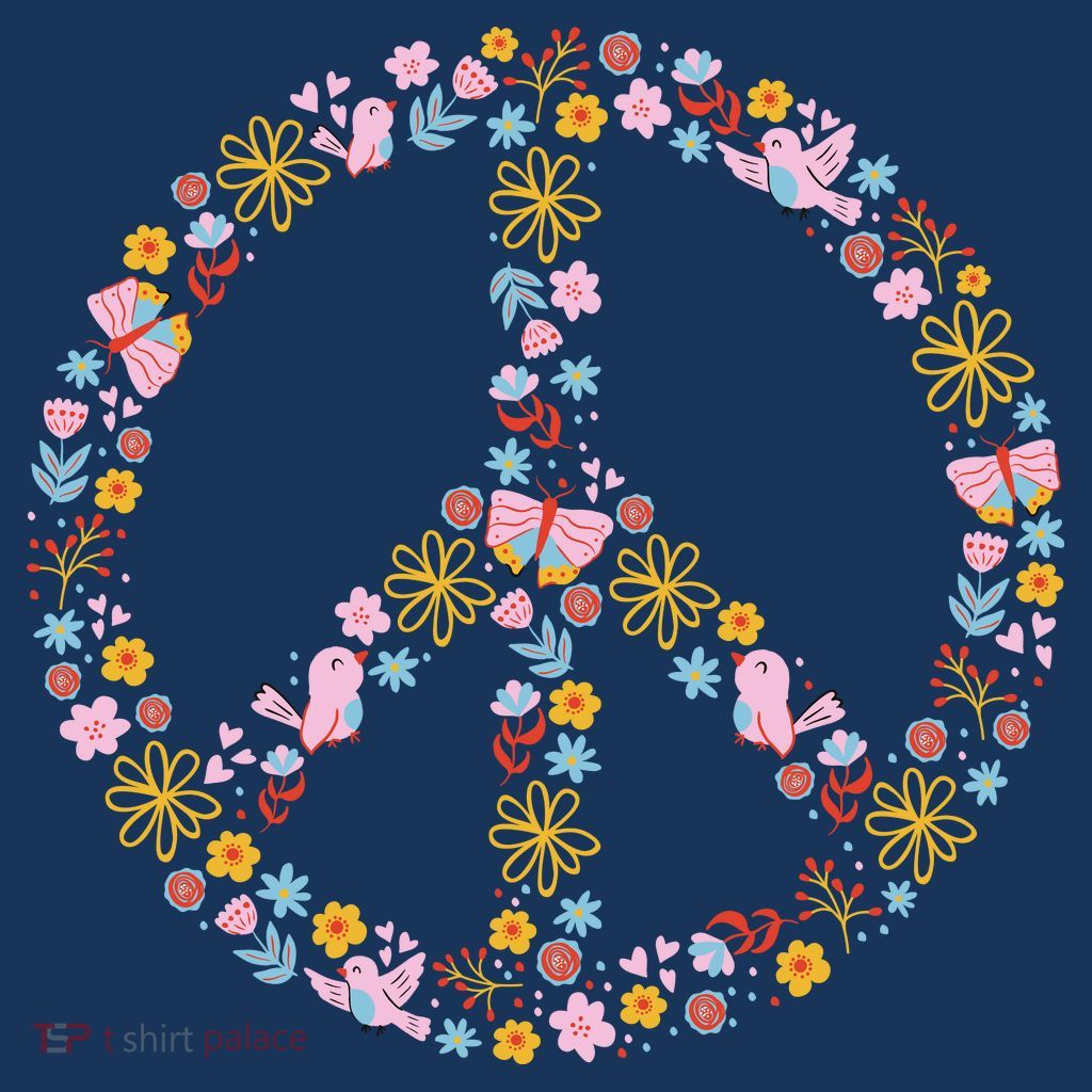 Floral Spring Peace Sign Button | TShirtPalace