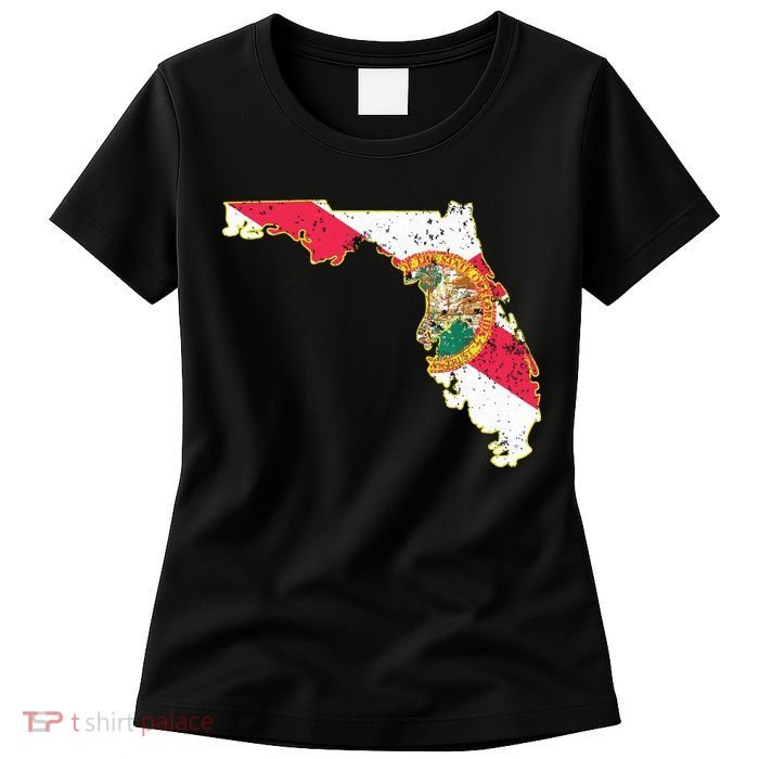 Florida State With Florida Shape Flag Women's T-Shirt | TShirtPalace