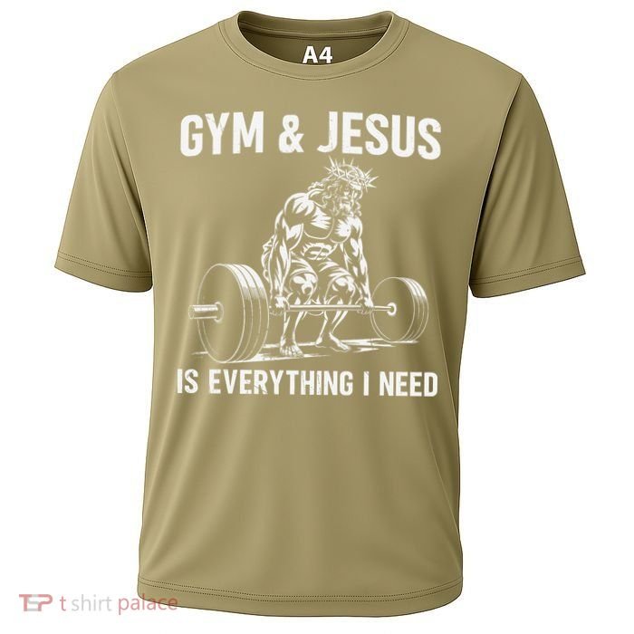 Gym And Jesus Christian Weight Lifting Cooling Performance Crew T-Shirt ...