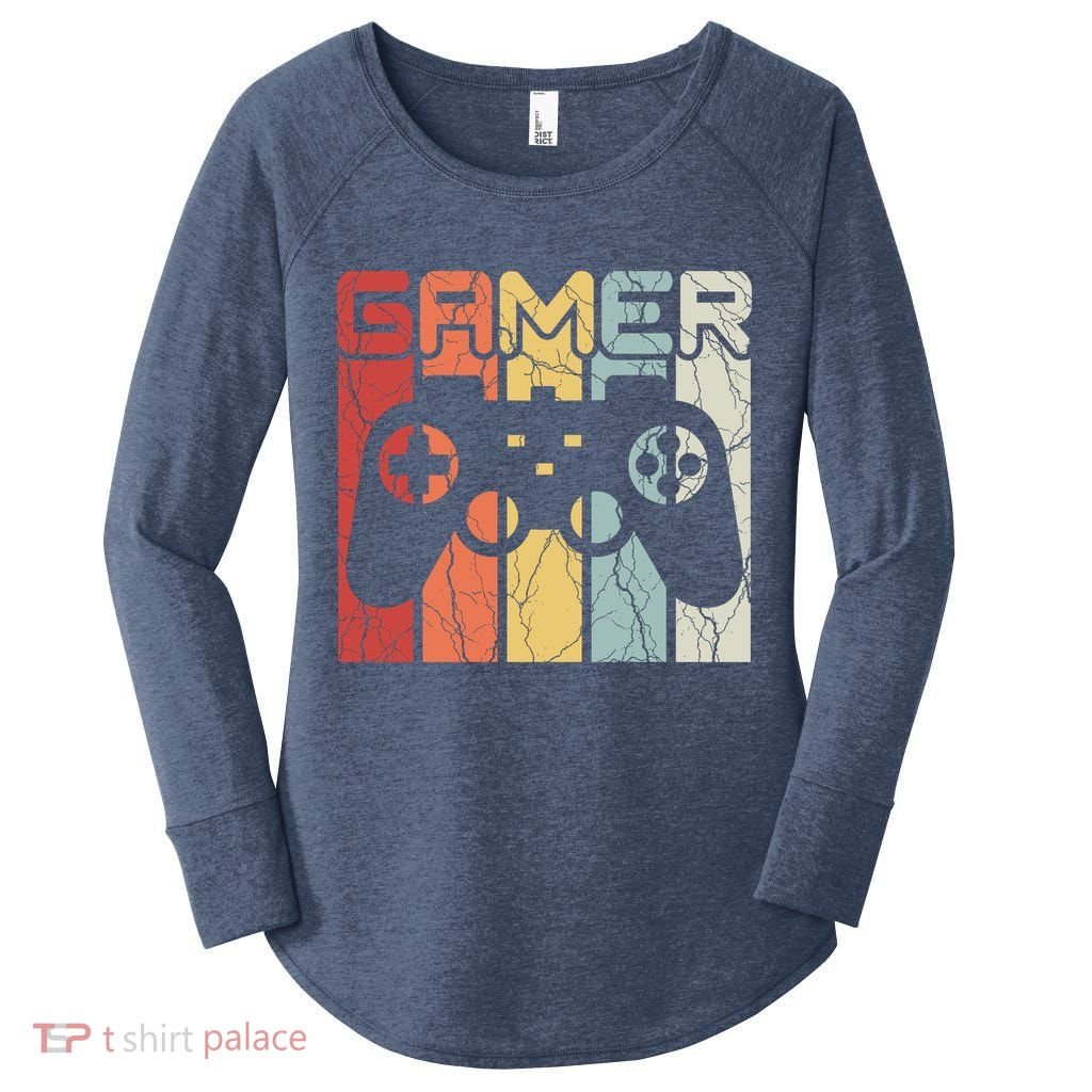 Gamer Retro Controller Women's Perfect Tri Tunic Long Sleeve Shirt ...