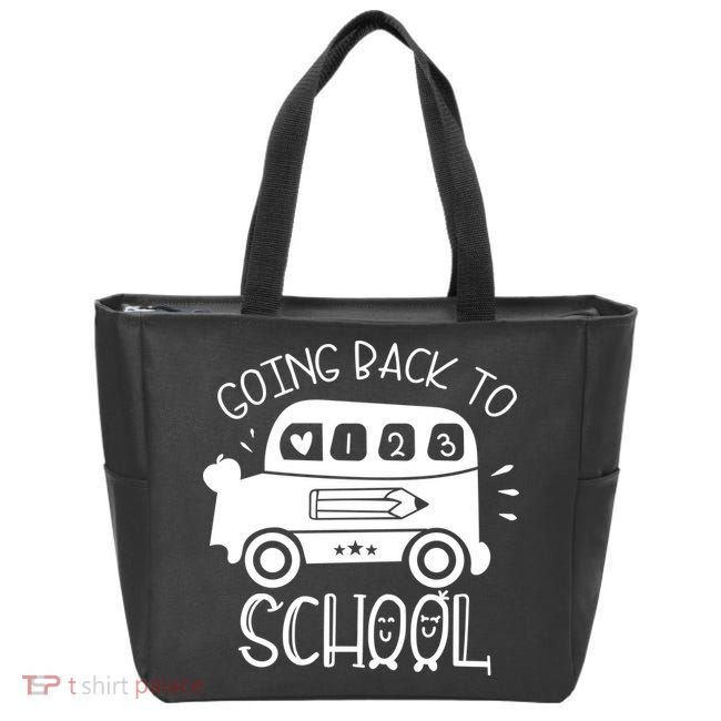 Going Back To School Cute Learning Bus Zip Tote Bag | TShirtPalace