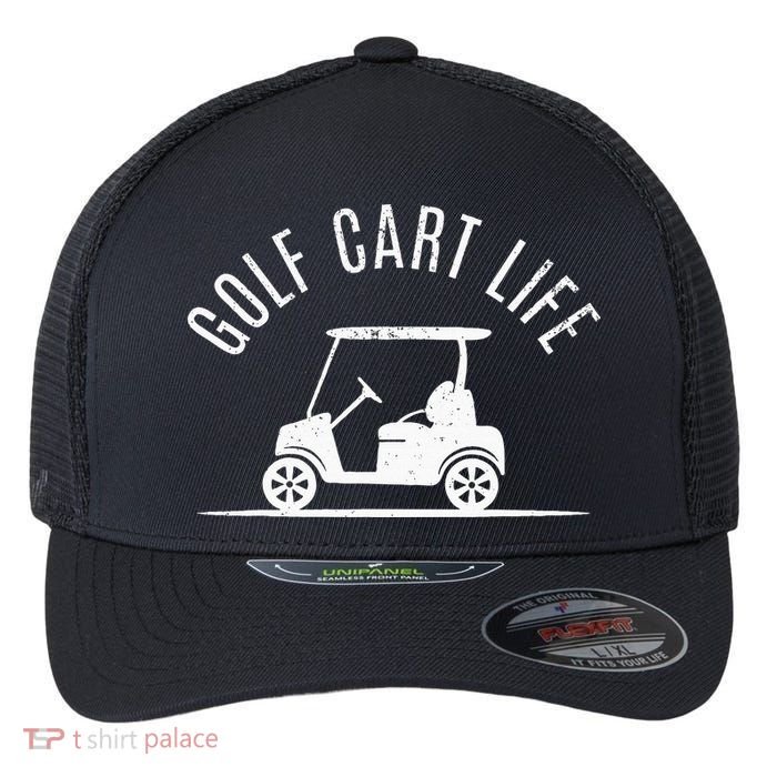 Golf Cart Life Funny Golf Flexfit Unipanel Trucker Cap | TShirtPalace