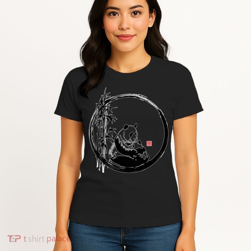 Giant Panda Bamboo Japanese Ink Painting Women's T-Shirt | TShirtPalace