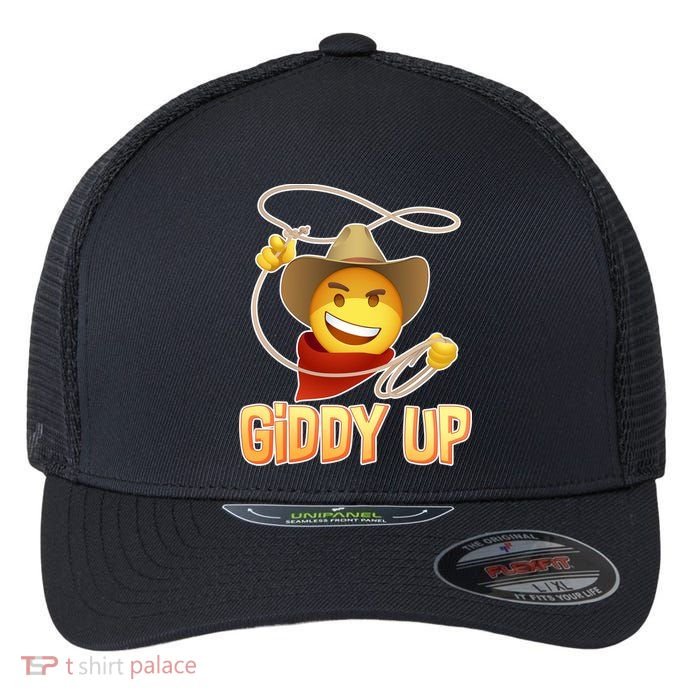 Giddy Up Cowboy Emoji Flexfit Unipanel Trucker Cap | TShirtPalace