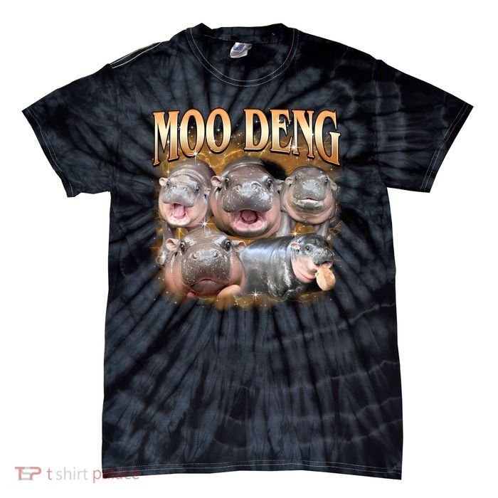 Gold Moo Deng Meme Hippo Funny Tie-Dye T-Shirt | TShirtPalace