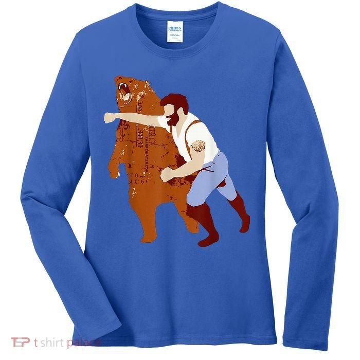 Guy Punching Bear Women's Long Sleeve Shirt | TShirtPalace