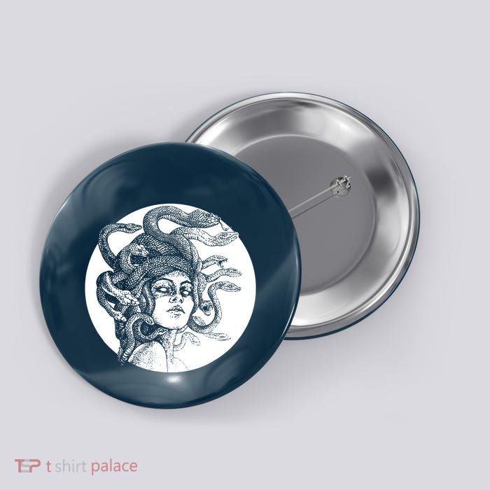 Greek Snakes Ancient Greece Mythology Gothic Goddess Button
