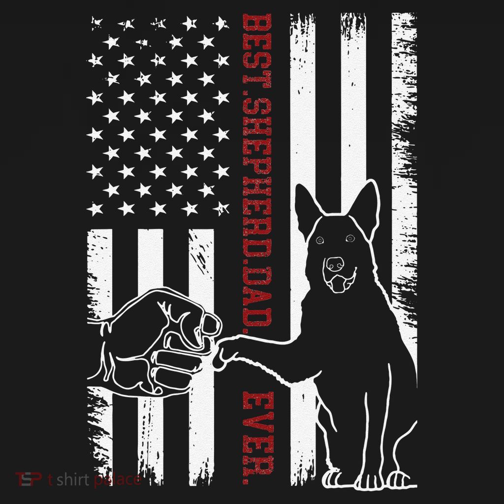 German Shepherd Dad Dog American Flag Sustainable Bucket Hat | TShirtPalace