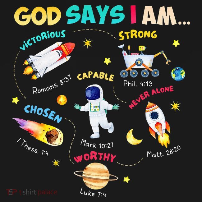God Says I Am Outer Space Themed Bible Christian Sweatshirt | TShirtPalace