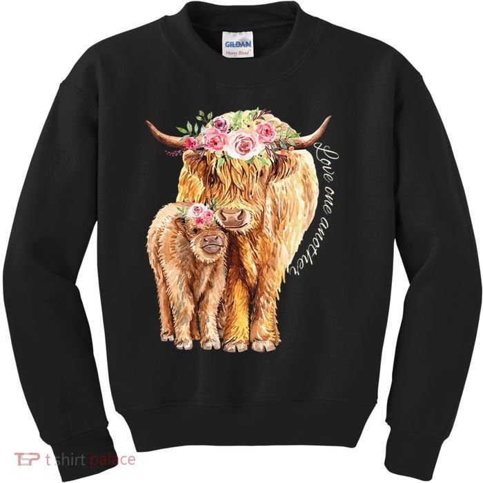 Highland Cattle Lover Cow Calf Farm Love One Another Cute Ki