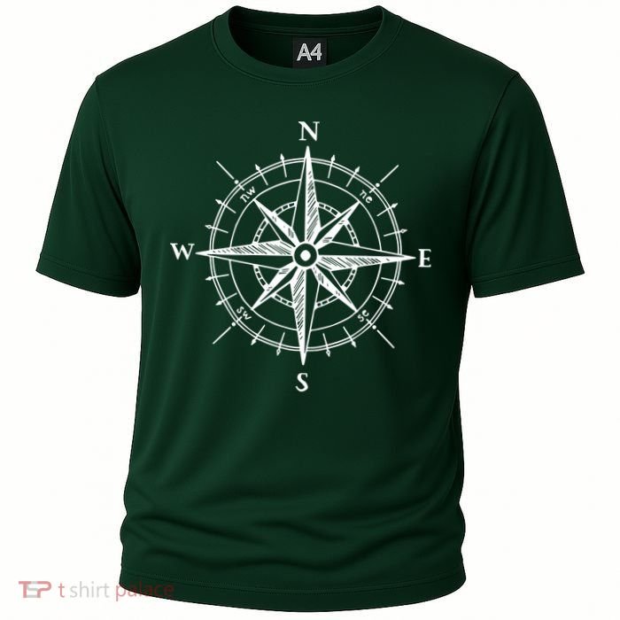 Hand Drawn Compass Rose Nautical Cooling Performance Crew T-Shirt ...