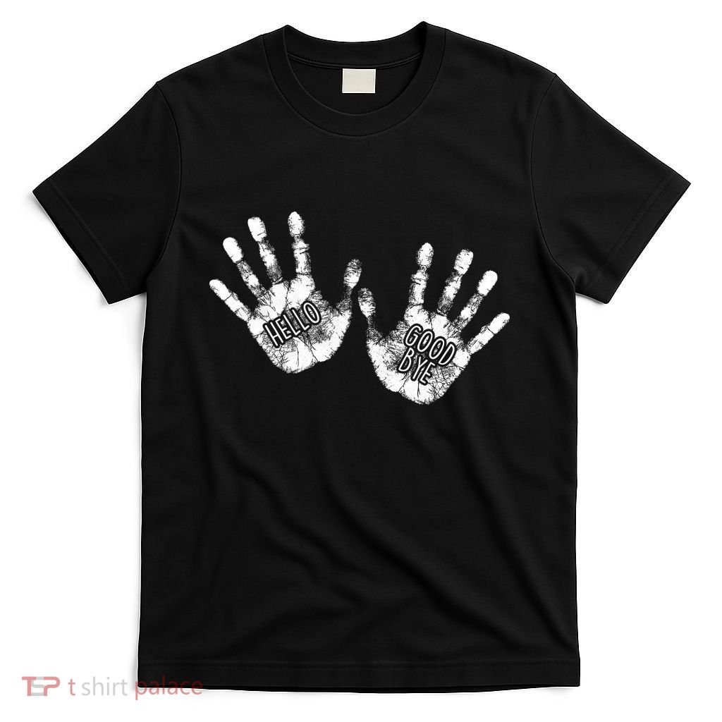 Hello Good Bye Paint Hand Prints T-Shirt | TShirtPalace