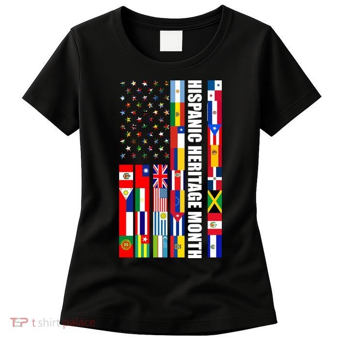 Hispanic Heritage Month Countries United Flag Women's T-Shirt ...