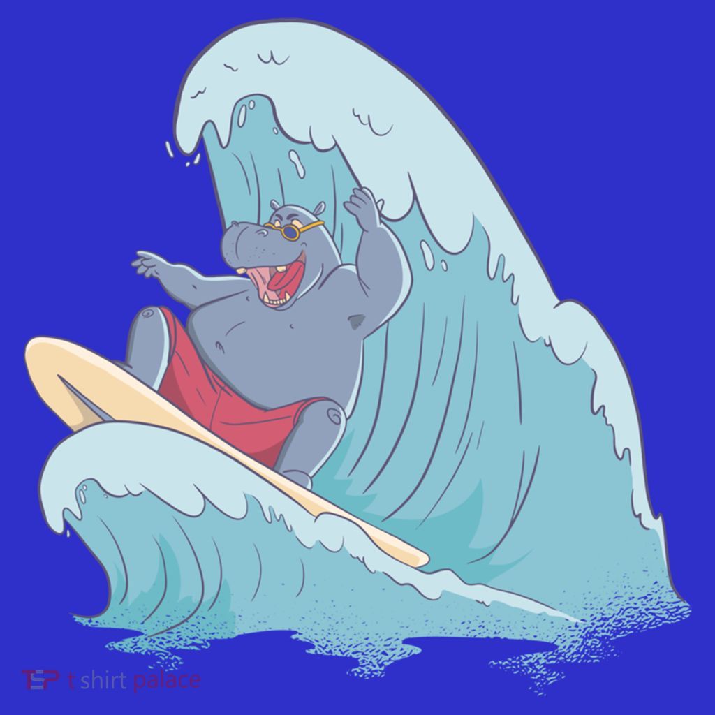 Hippo Surfing Surf Hippopotamus Wave Ocean Beach Gift Hoodie | TShirtPalace