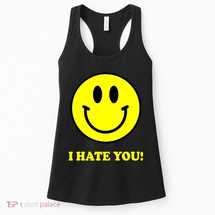 I Hate You Funny Smiley Face Emoji Women's Tank Top