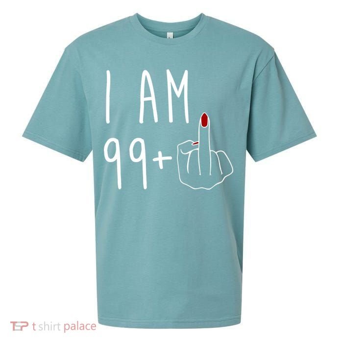I Am 99 Plus Middle Finger Funny 100th Birthday Sueded Cloud Jersey T ...