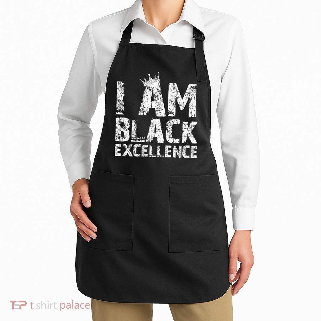 I Am Black Excellence Full-Length Apron With Pockets | TShirtPalace