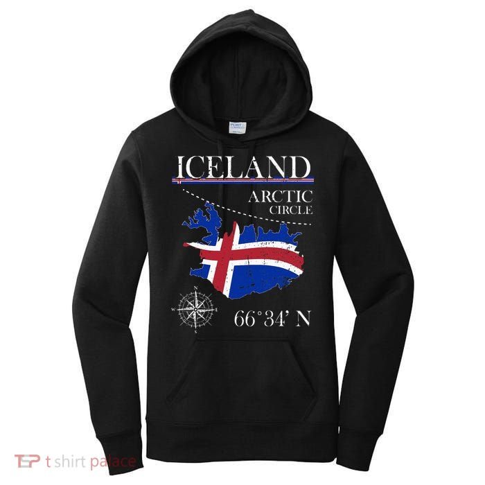 Iceland Arctic Circle Polar North Island Icelandic Flag Women's Hoodie ...