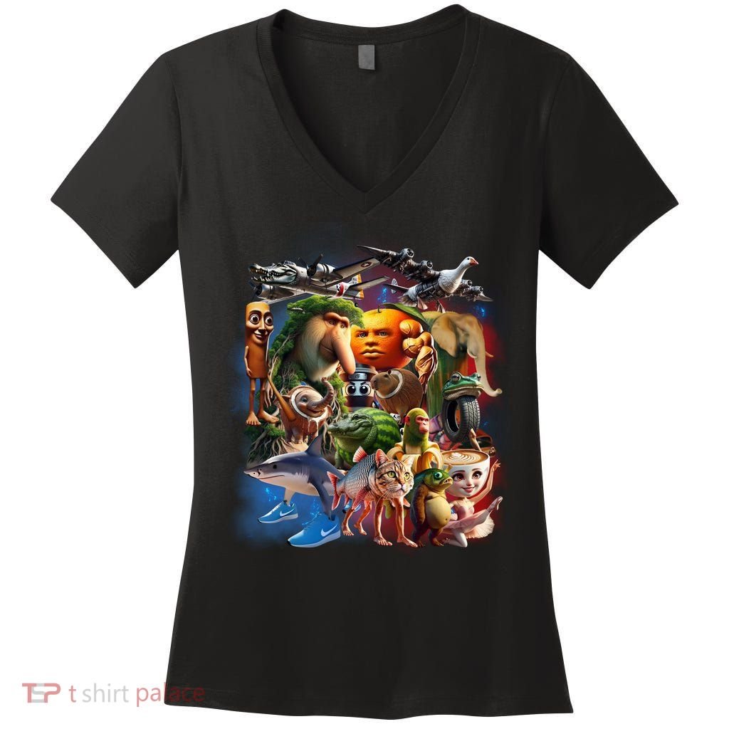 Italian-Brainrot AI Generated Animals Gen Z Women's V-Neck T-Shirt ...
