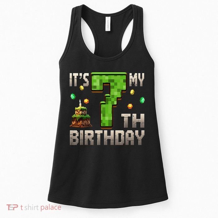 It'S My 7th Birthday 7 Year Old Gamer Pixel Birthday Boy Women's ...