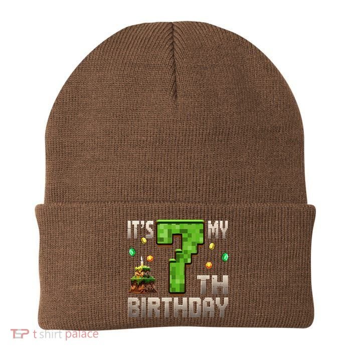 It'S My 7th Birthday 7 Year Old Gamer Pixel Birthday Boy Knit Cap ...