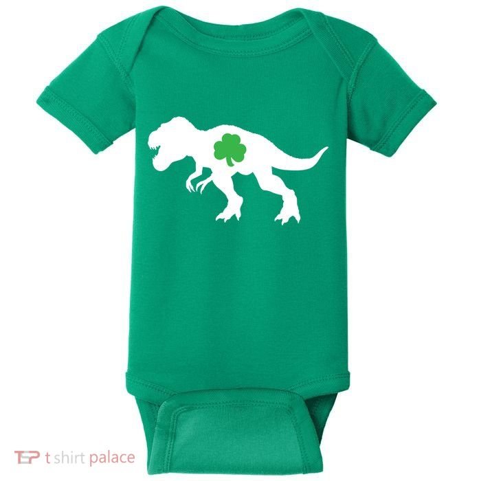 Irish Clover T-Rex Baby Bodysuit | TShirtPalace