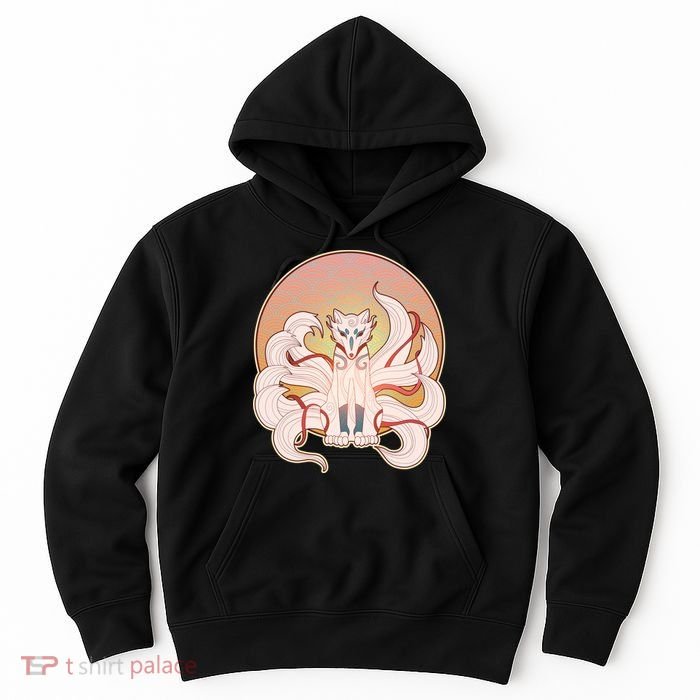 Japanese Nine Tails Kitsune Fox Emblem Pattern Hoodie | TShirtPalace