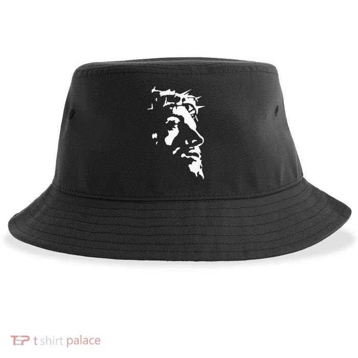 Jesus Christ Face With Crown Of Thorns God Bible Sustainable Bucket Hat ...