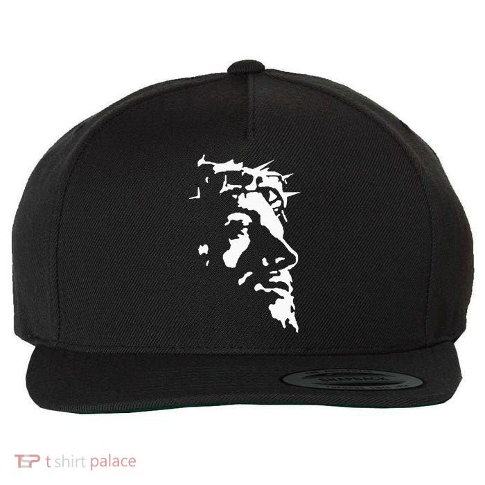 Jesus Christ Face With Crown Of Thorns God Bible Wool Snapback Cap ...