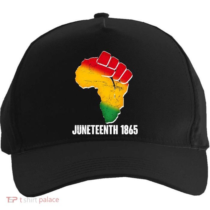 Juneteenth 1865 Africa Map Fist Five-Panel Snapback Cap | TShirtPalace