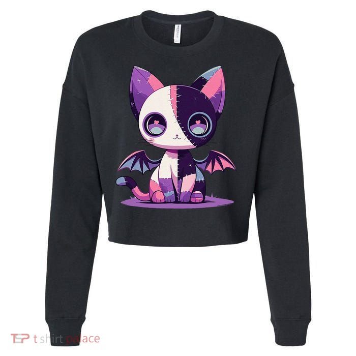 Kawaii Pastel Goth Creepy Cute Witchy Zombie Patchwork Cat Cropped ...