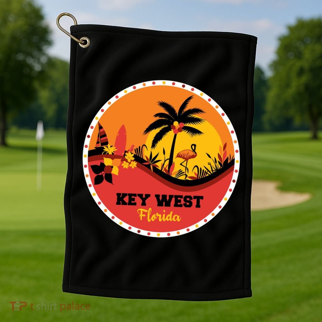 Key West Circular Logo Platinum Collection Golf Towel | TShirtPalace