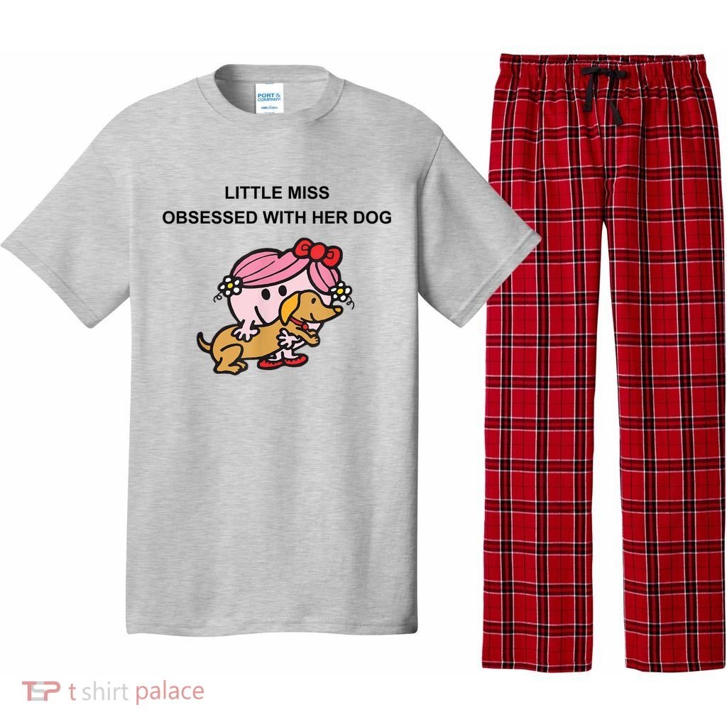 Little Miss Obsessed With Her Dog Funny Design Pajama Set | TShirtPalace