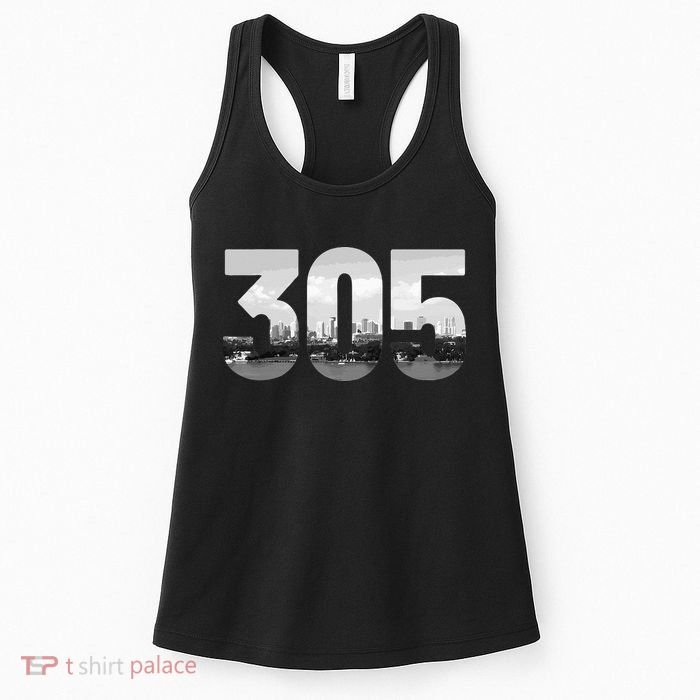 Miami 305 Area Code Skyline Florida Vintage Women's Tank Top | TShirtPalace