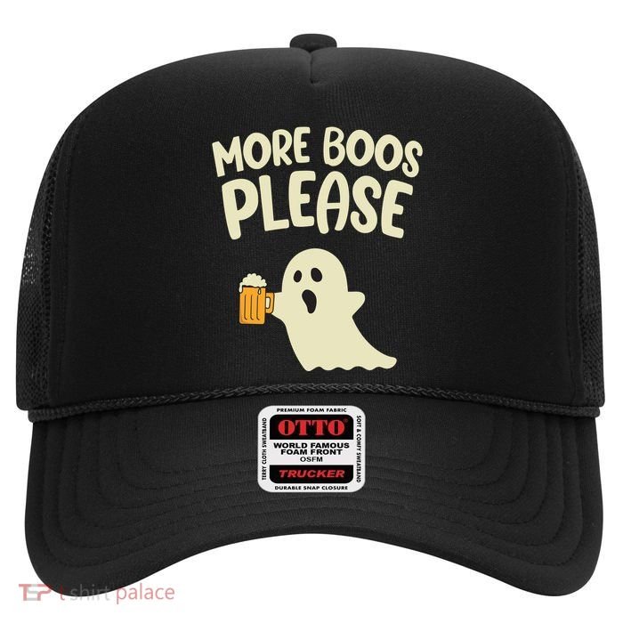 More Boos Please Cute Funny Halloween Ghost Party Trucker Hat ...
