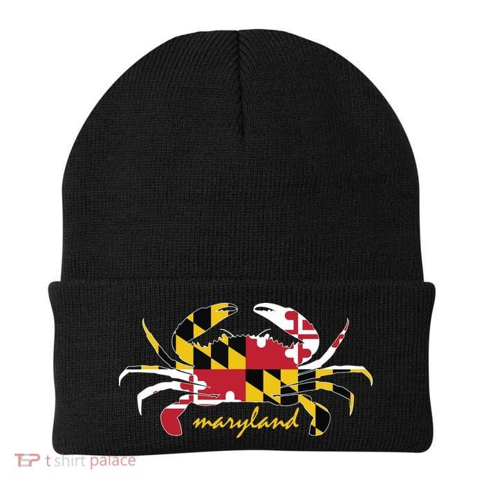Maryland Crab Cute State Pride Flag Knit Cap Winter Beanie | TShirtPalace