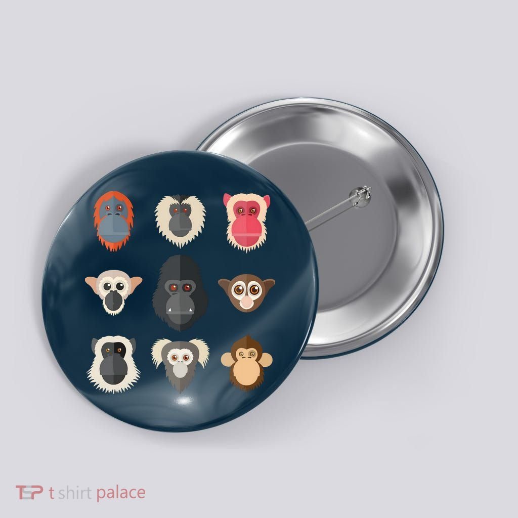 Monkey Chimpanzee Gorilla Spider Monkey Squirrel Monkey Button ...