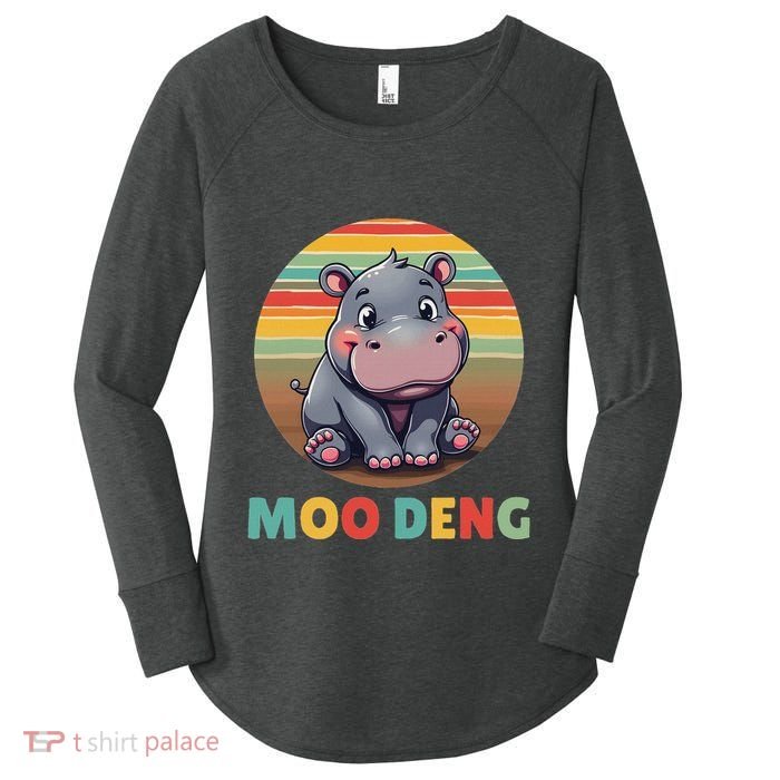Moo Deng Funny Hippopotamus Apparel Baby Hippo Meme Women's Perfect Tri ...