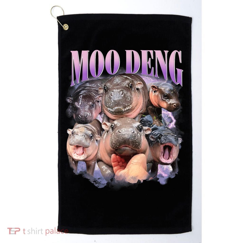 Moo Deng Hippo Meme Funny Golf Towel | TShirtPalace