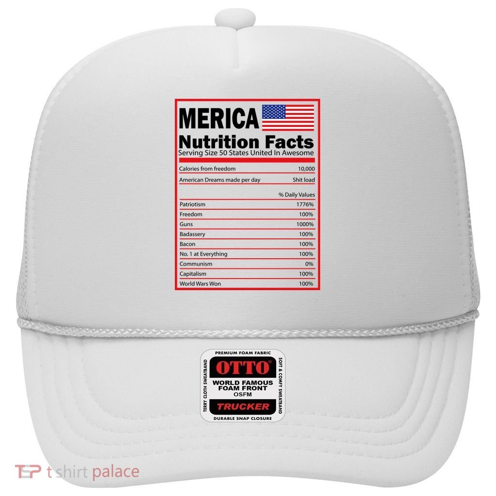 Merica Nutrition Facts Trucker Hat | TShirtPalace