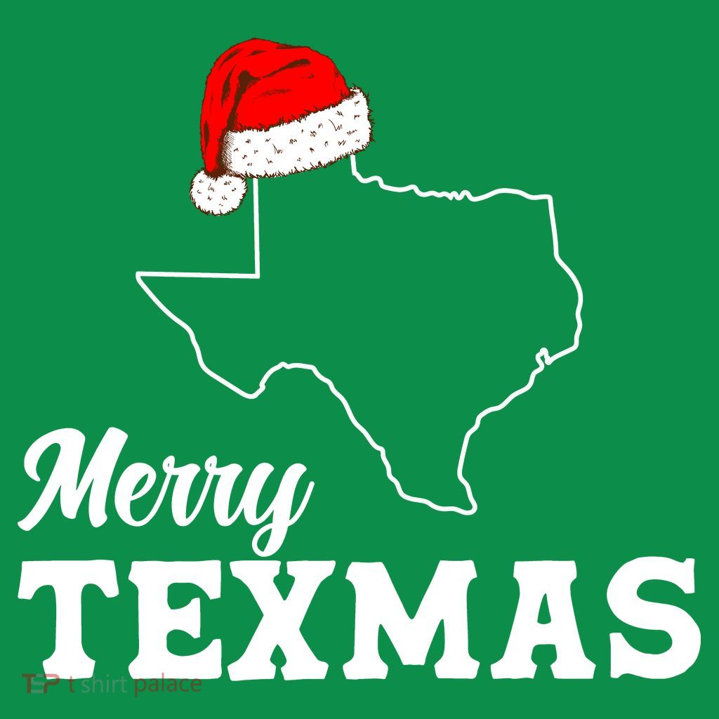 Merry Texmas Texas State Christmas Light Outline Santa Hat Women's T ...